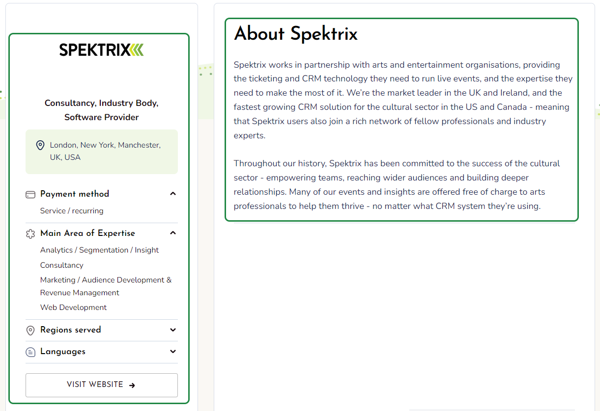 Partner directory guidelines | Spektrix
